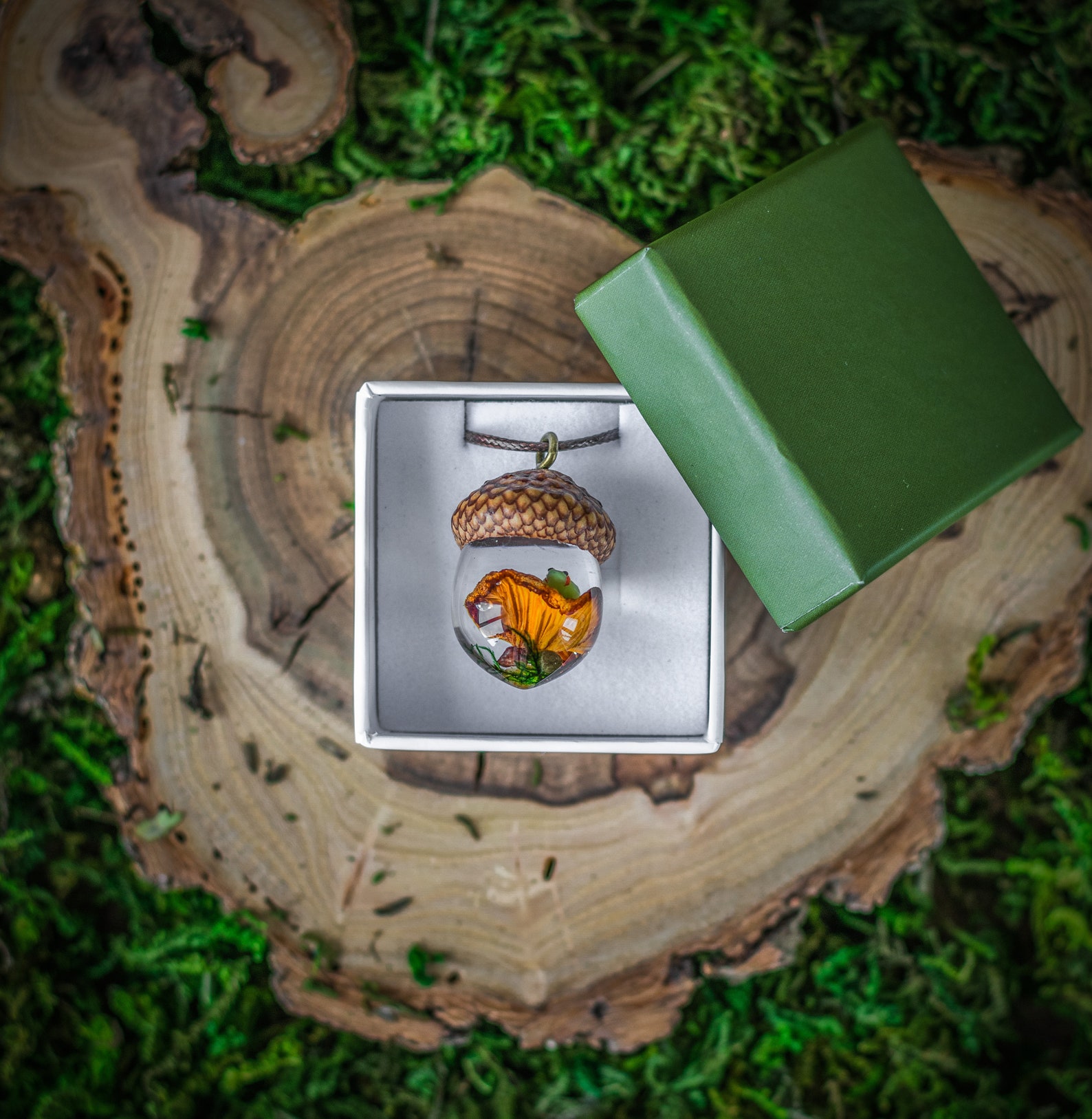 Acorn Necklace With Mushroom Frog Resin Jewelry Acorn - Etsy Australia