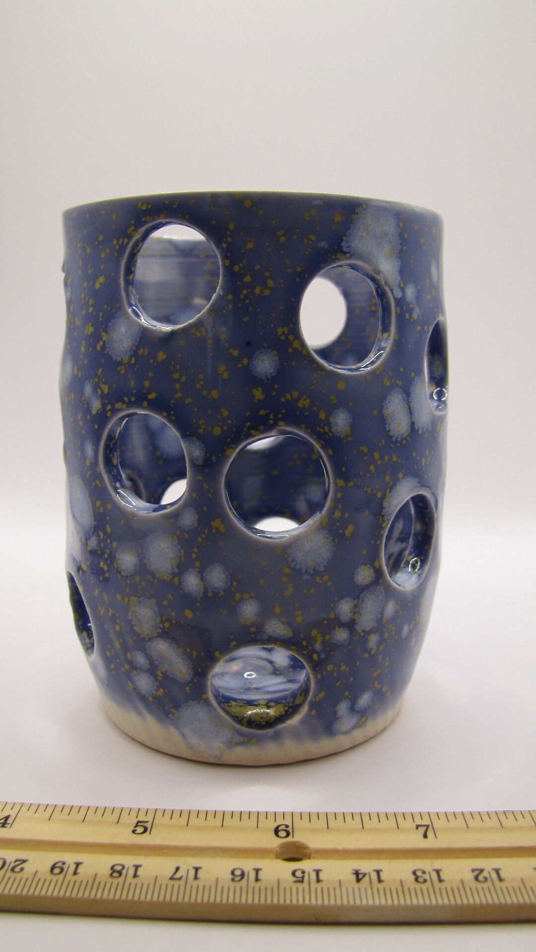 Candle Holder With Blue Hydrangea Glaze. - Etsy