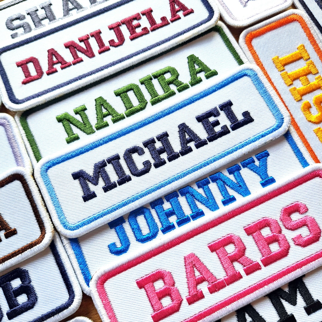 Custom Embroidered Iron on Nametag - College Script. for Backpack ...