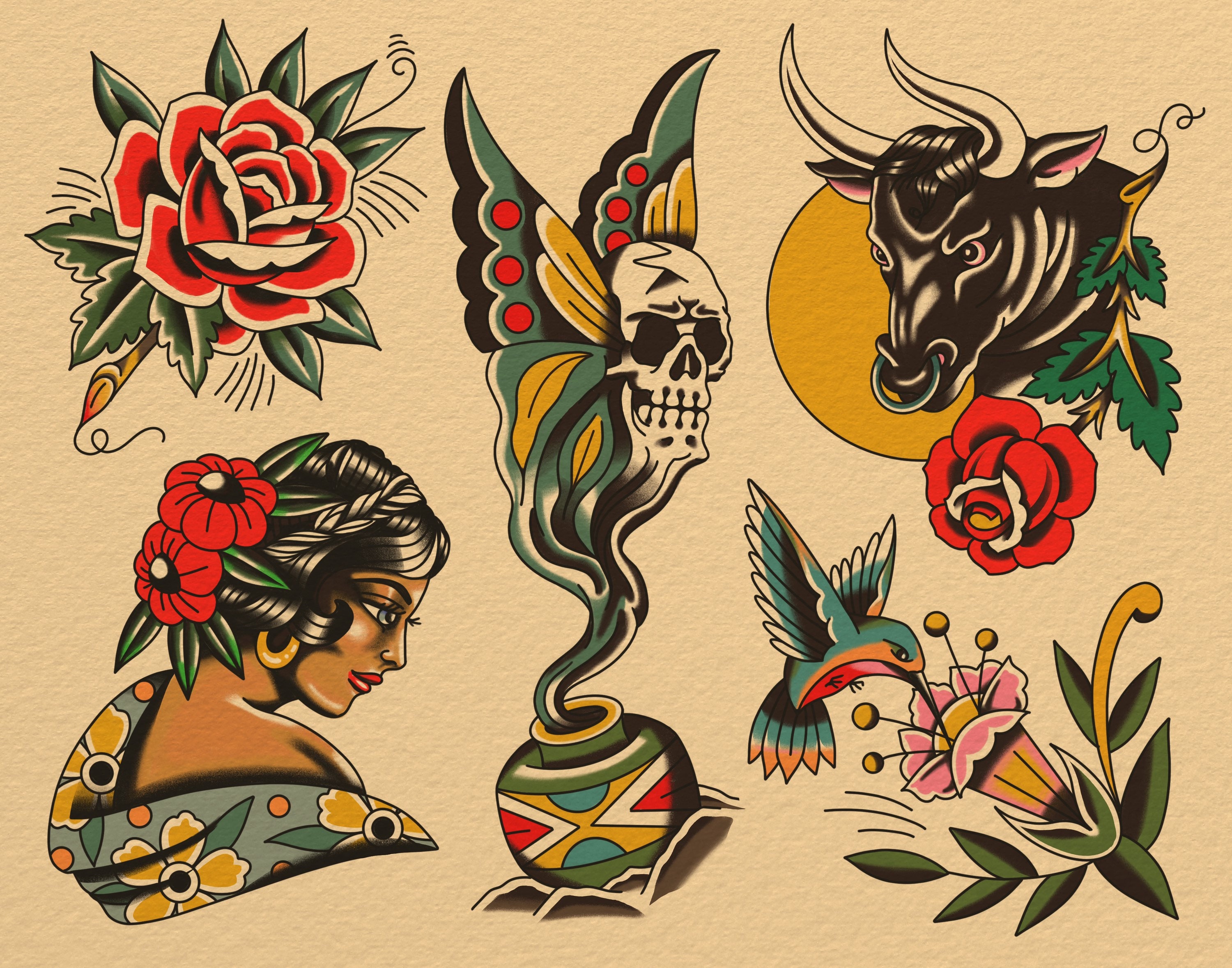 Traditional Tattoo Flash Art 11in X 14in Flash Sheet - Etsy