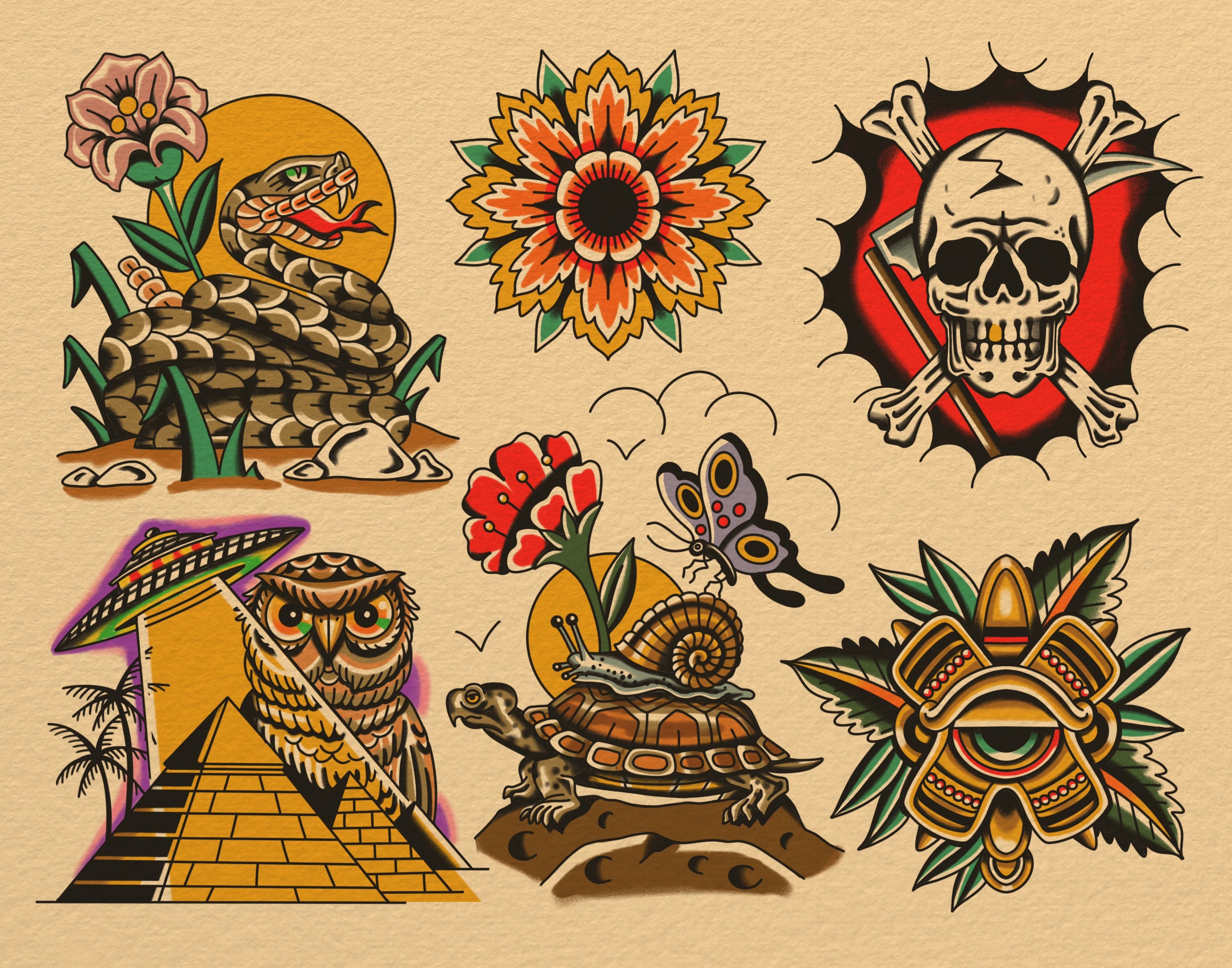 Traditional Tattoo Flash Art 11in X 14in Flash Sheet Etsy