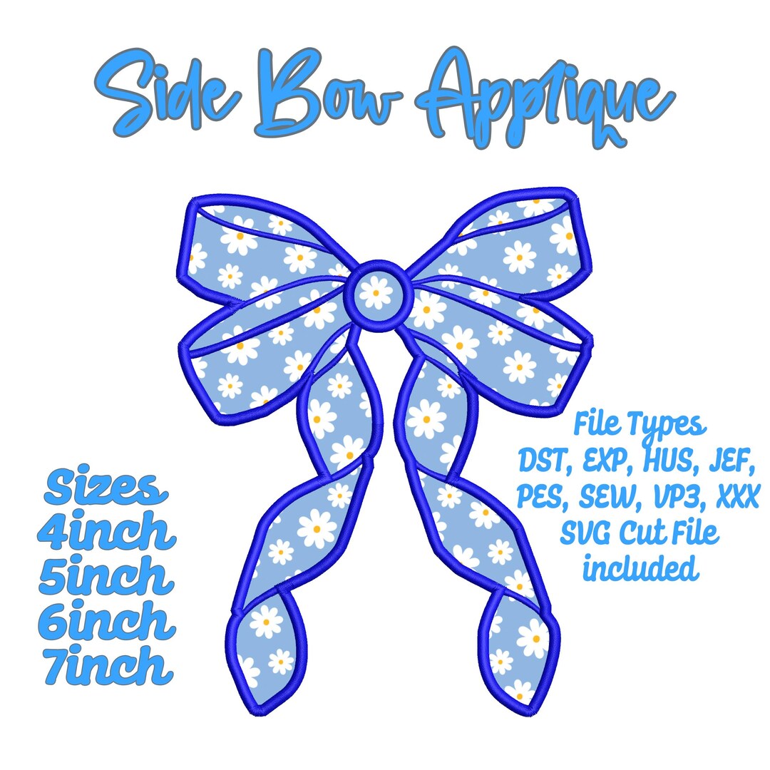 Side Bow Applique: Satin Stitch Machine Embroidery File (DST, SVG) - Etsy