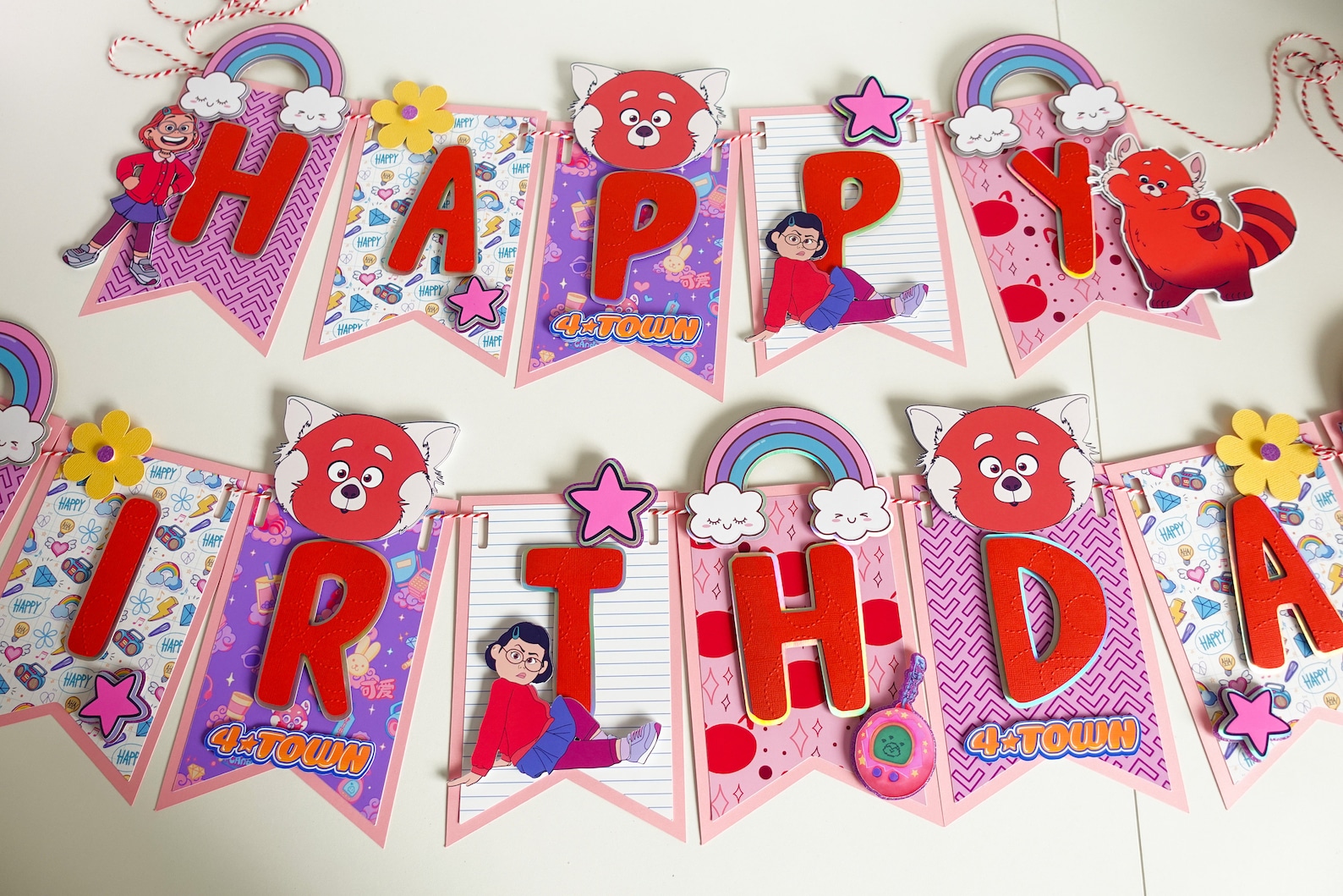 Turning Red Happy Birthday Banner. Turning Red Cake Topper. - Etsy