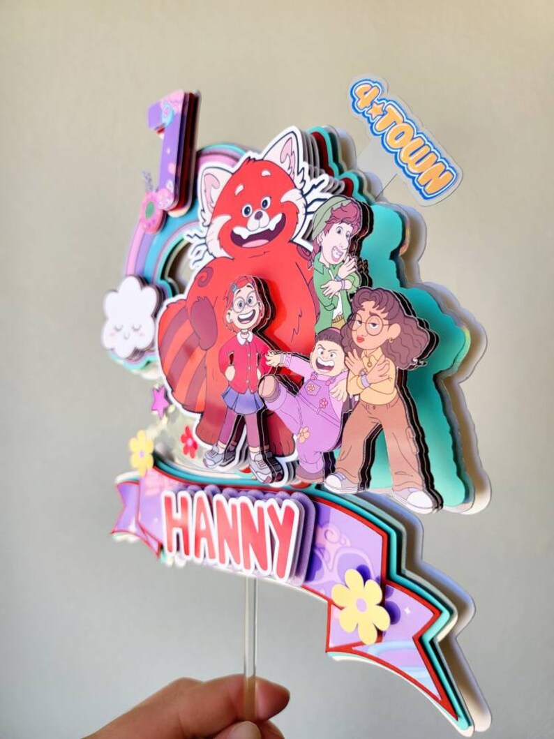 Turning Red cake topper. Turning Red party decorations. - Etsy België