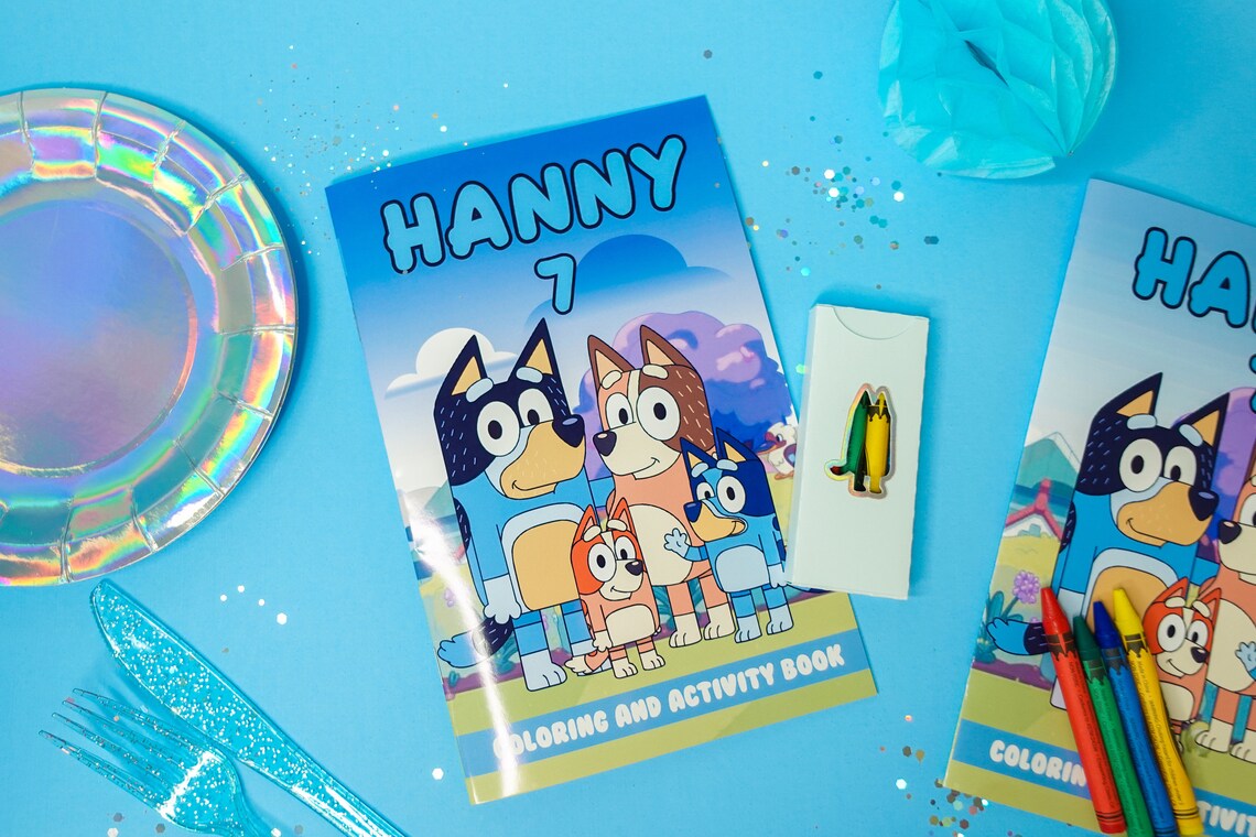 Sticky Gecko Bluey Birthday Party Coloring Book Set, Bluey Bags, Bluey ...