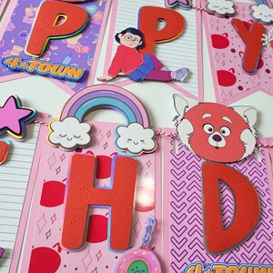 Turning Red Happy Birthday Banner. Turning Red Cake Topper. - Etsy