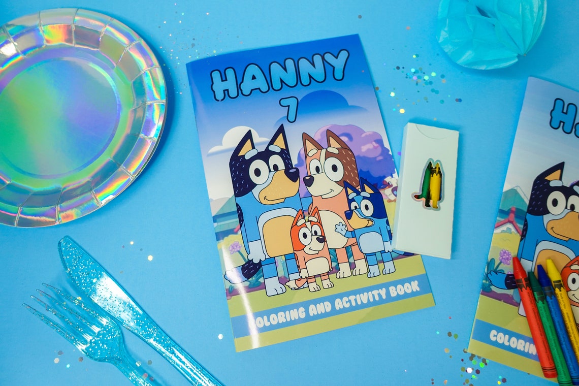 Sticky Gecko Bluey Birthday Party Coloring Book Set, Bluey Bags, Bluey ...