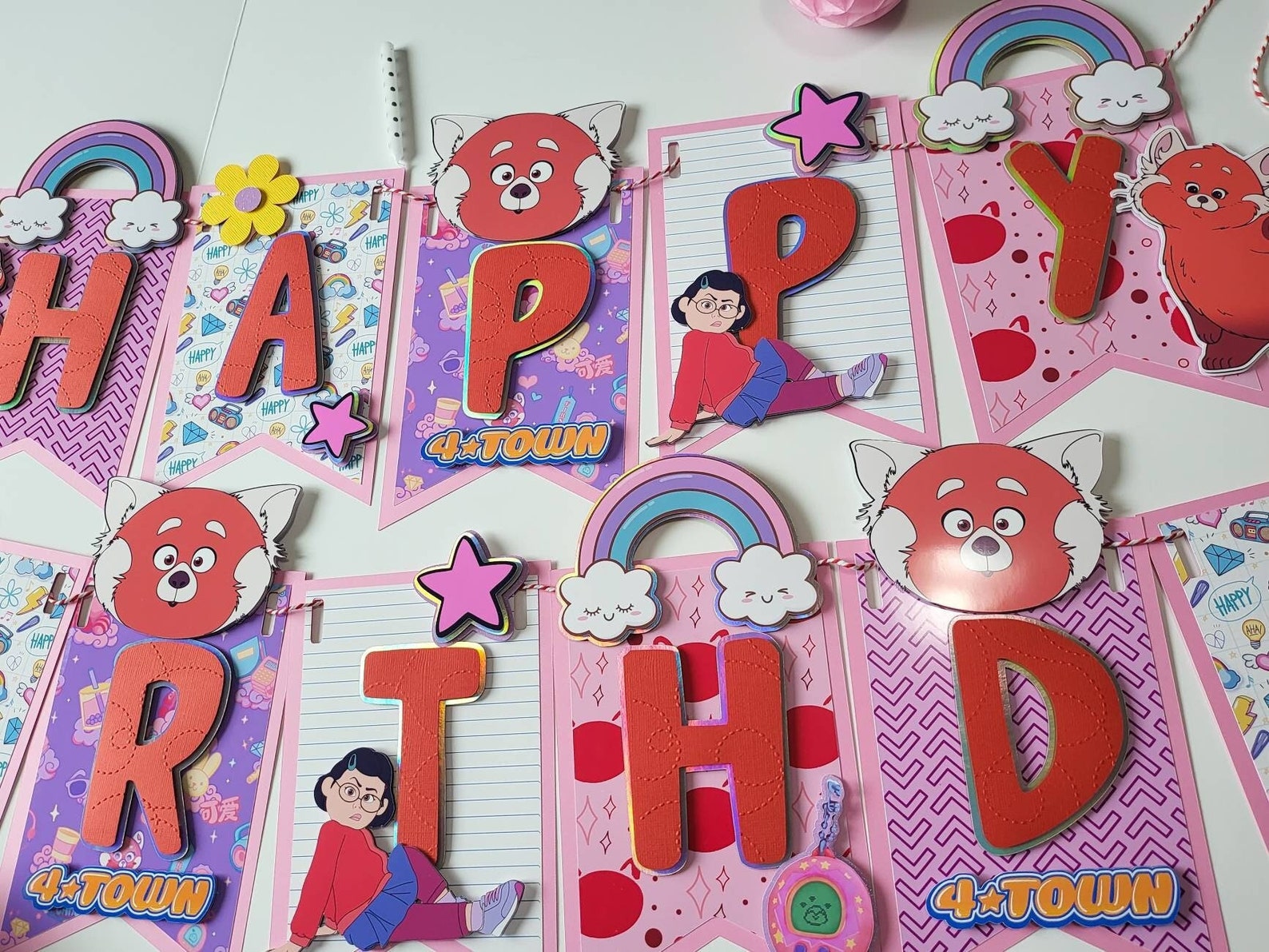 Turning Red Happy Birthday Banner. Turning Red Cake Topper. - Etsy