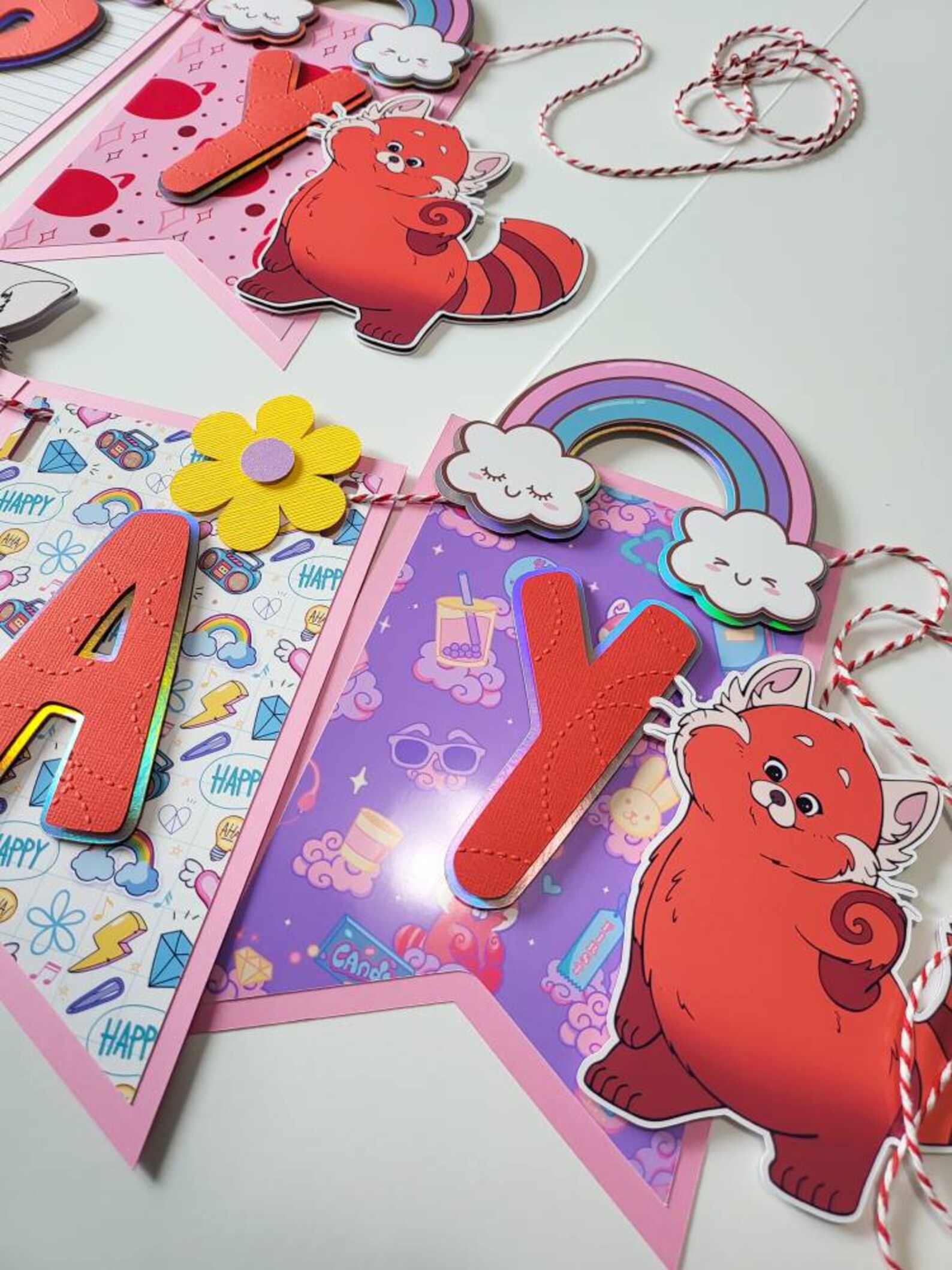 Turning Red Happy Birthday Banner. Turning Red Cake Topper. - Etsy