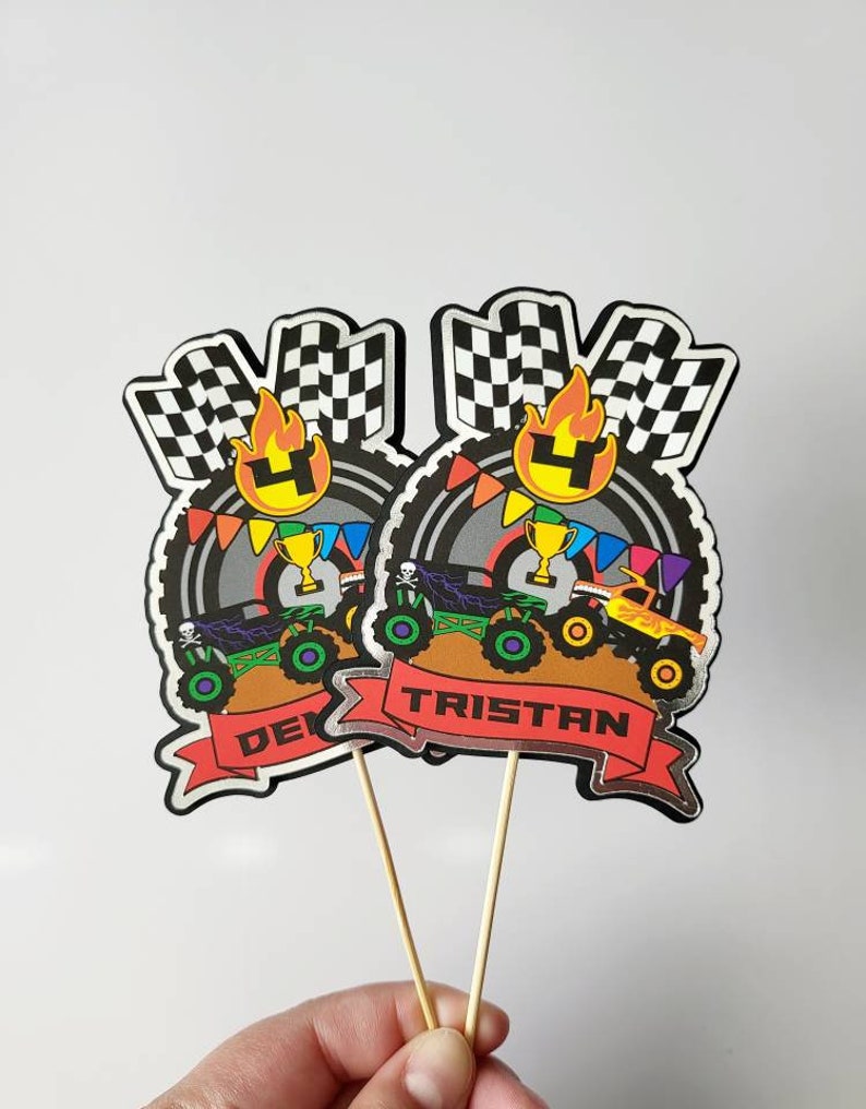 Monster Trucks Cupcake Topper. Monster Trucks Party Decorations ...