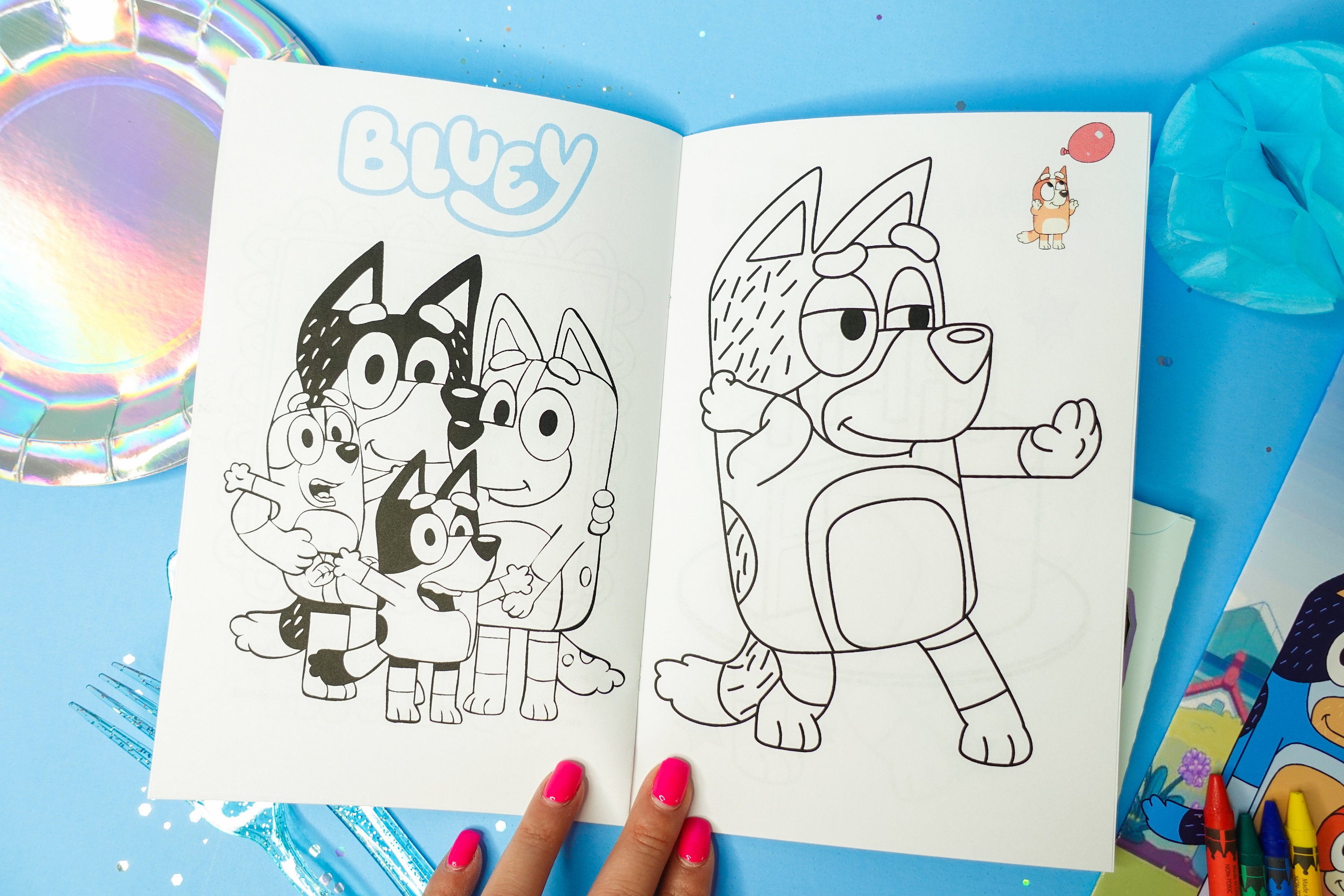 Sticky Gecko Bluey Birthday Party Coloring Book Set, Bluey Bags, Bluey ...
