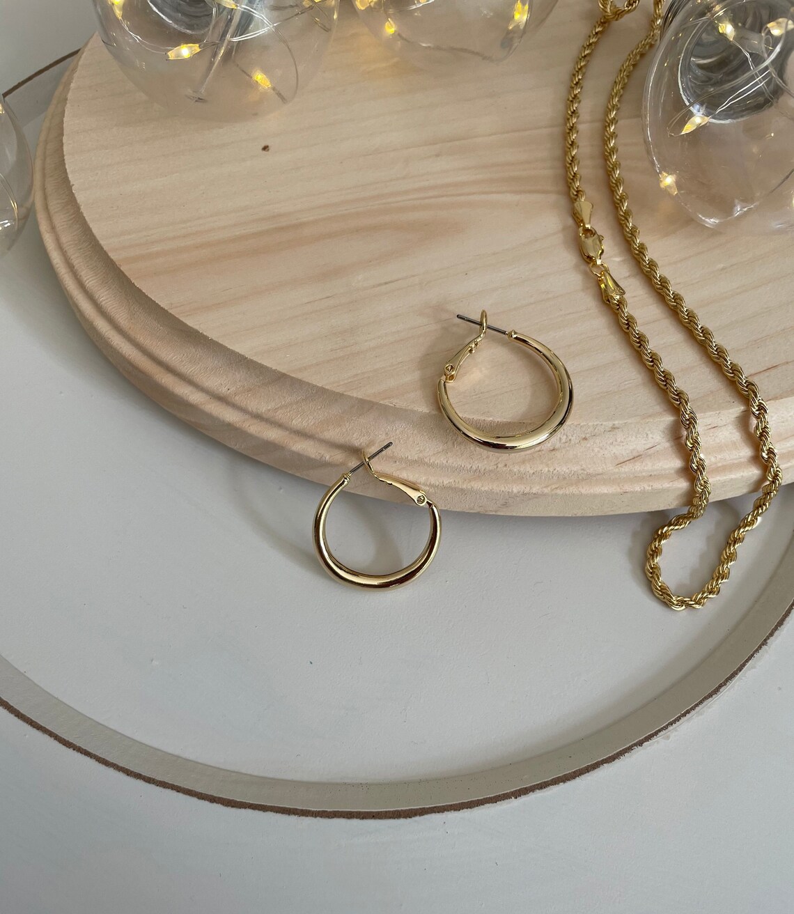 25mm Hollow Hoop Earrings, Small Gold Earrings, Leverback Earrings ...