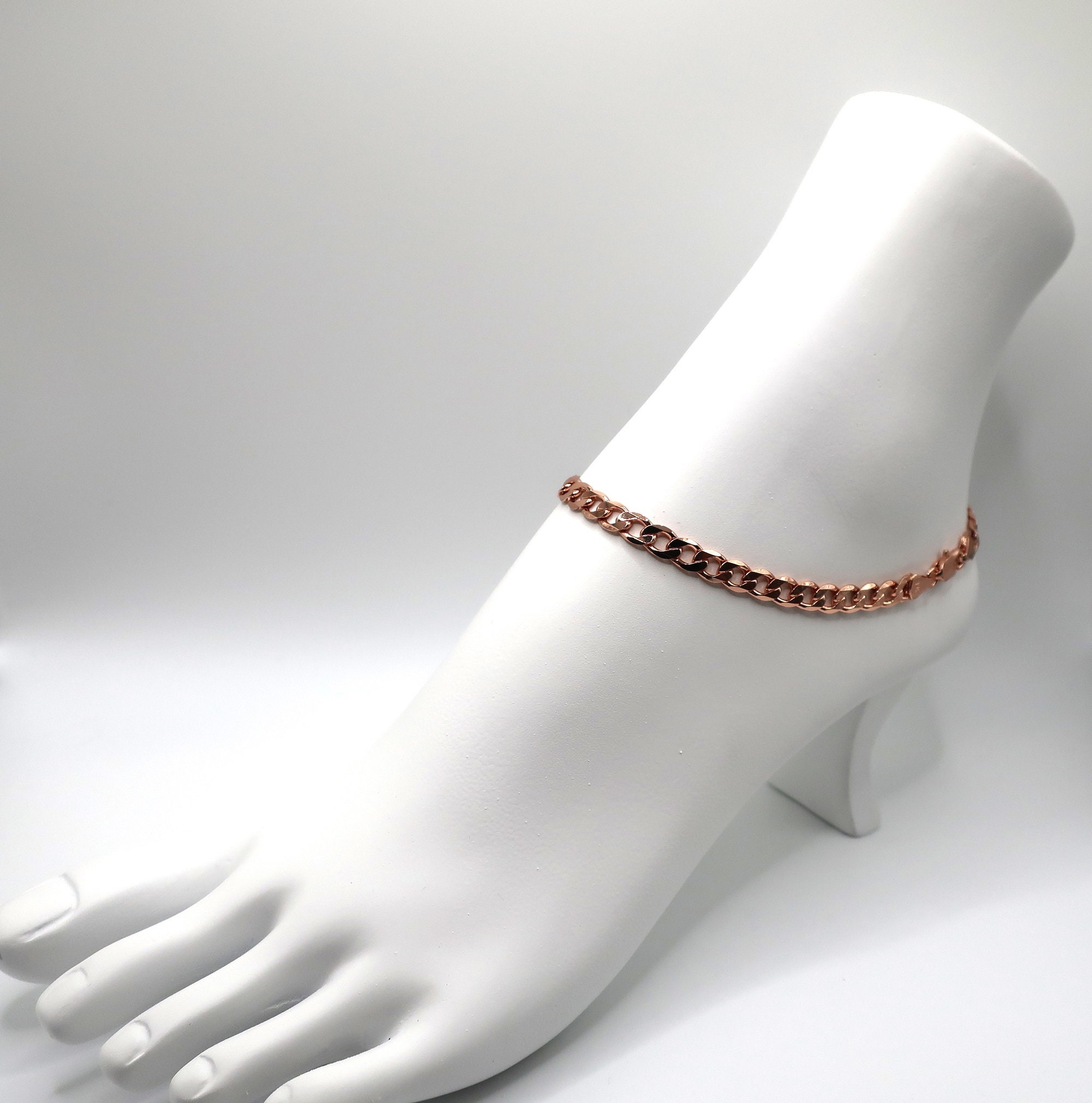 6mm Cuban Chain Anklet Bracelet Cuban Chain Anklet 14k Pink | Etsy
