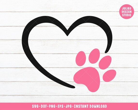 Heart with Paw Print SVG Dog Lover SVG Paw Print Cut File | Etsy