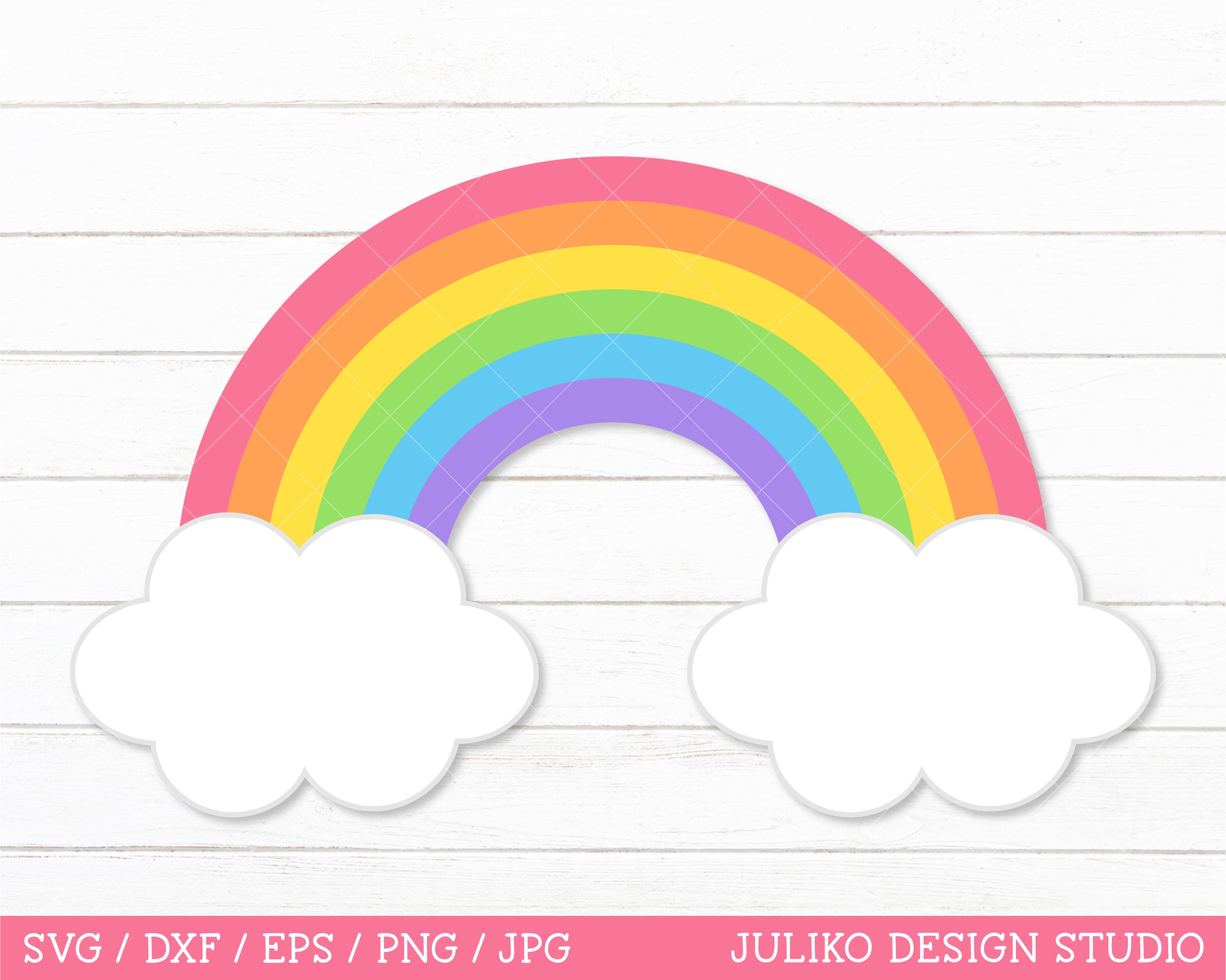Rainbow Svg Rainbow With Clouds Svg Rainbow Cut File For Etsy