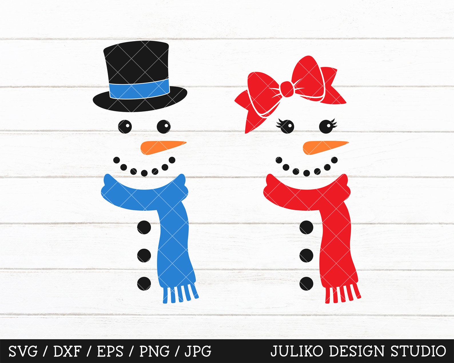 Snowman Face Bundle SVG, Snowman Boy and Girl With Scarf Bow SVG ...