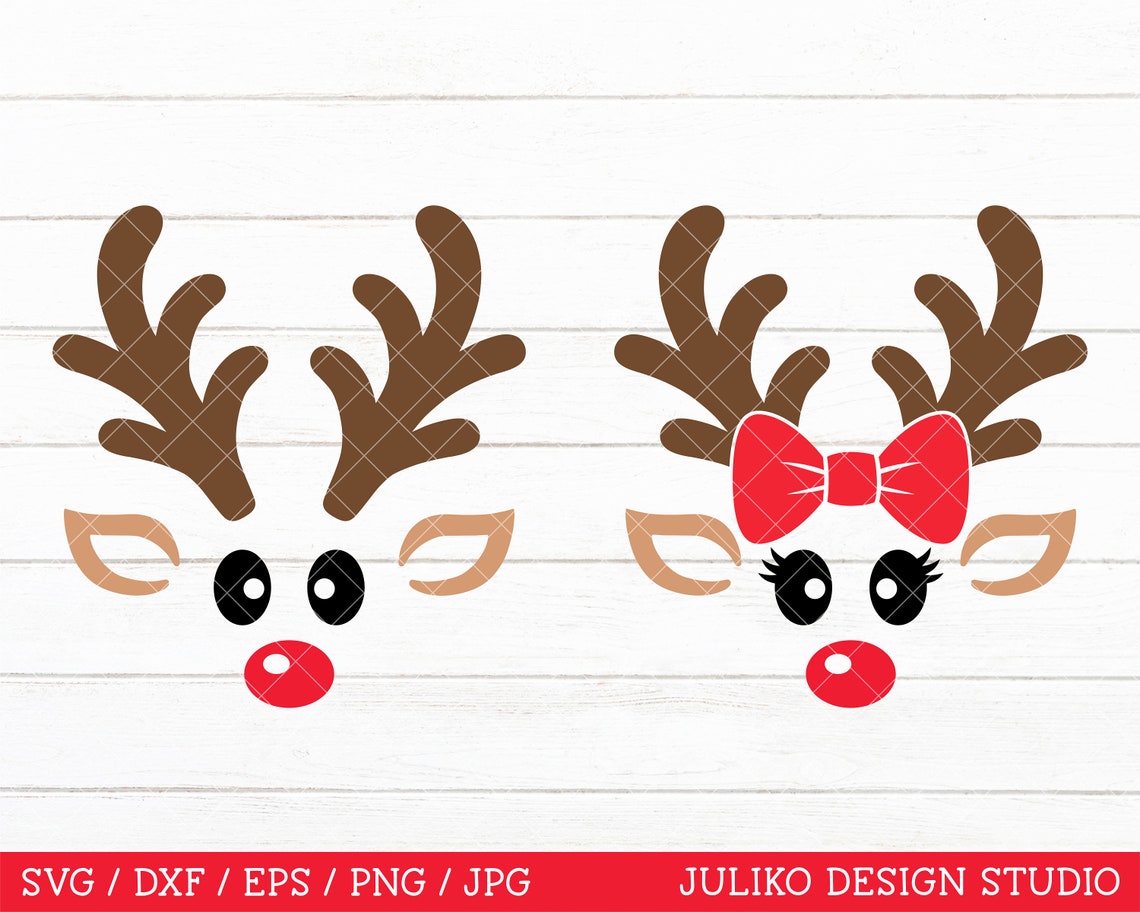 Reindeer SVG, Christmas SVG, Girl Reindeer Face Svg, Boy Reindeer Face ...