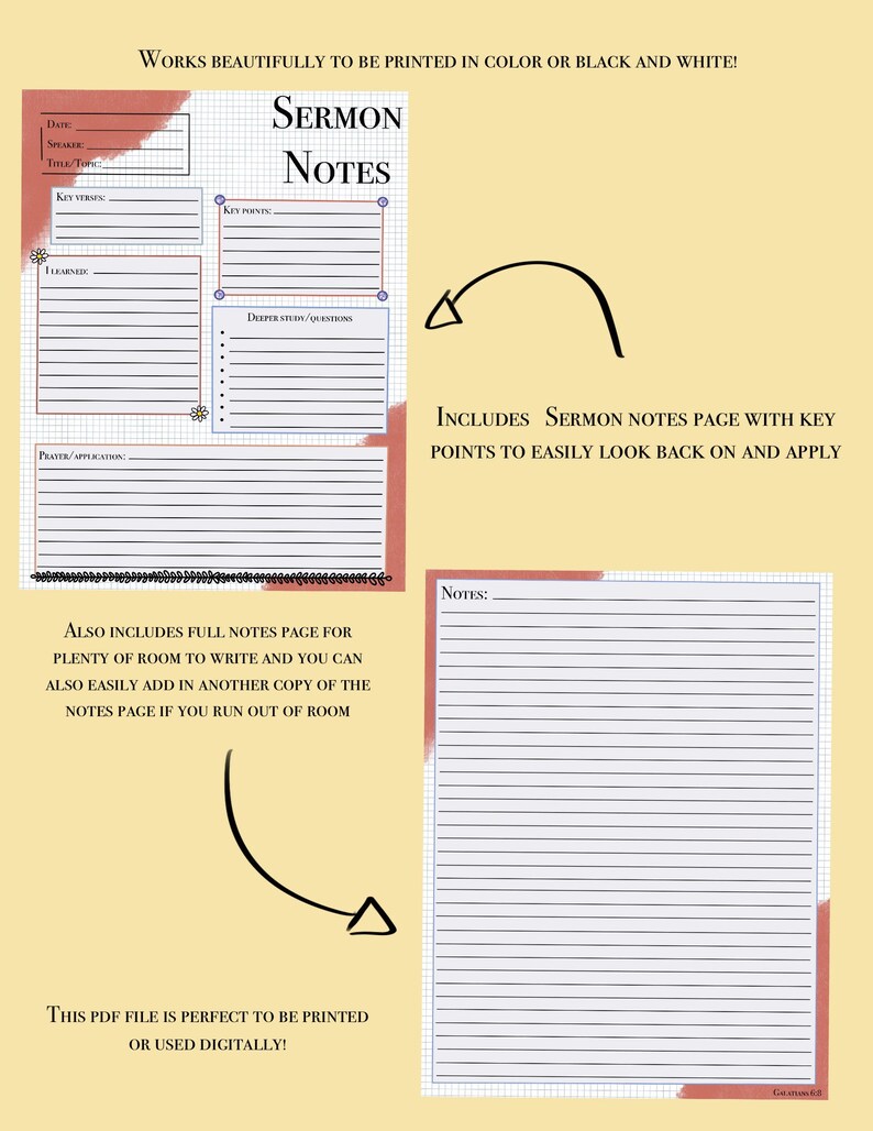 Sermon Notes PDF Printable Digital Goodnotes - Etsy