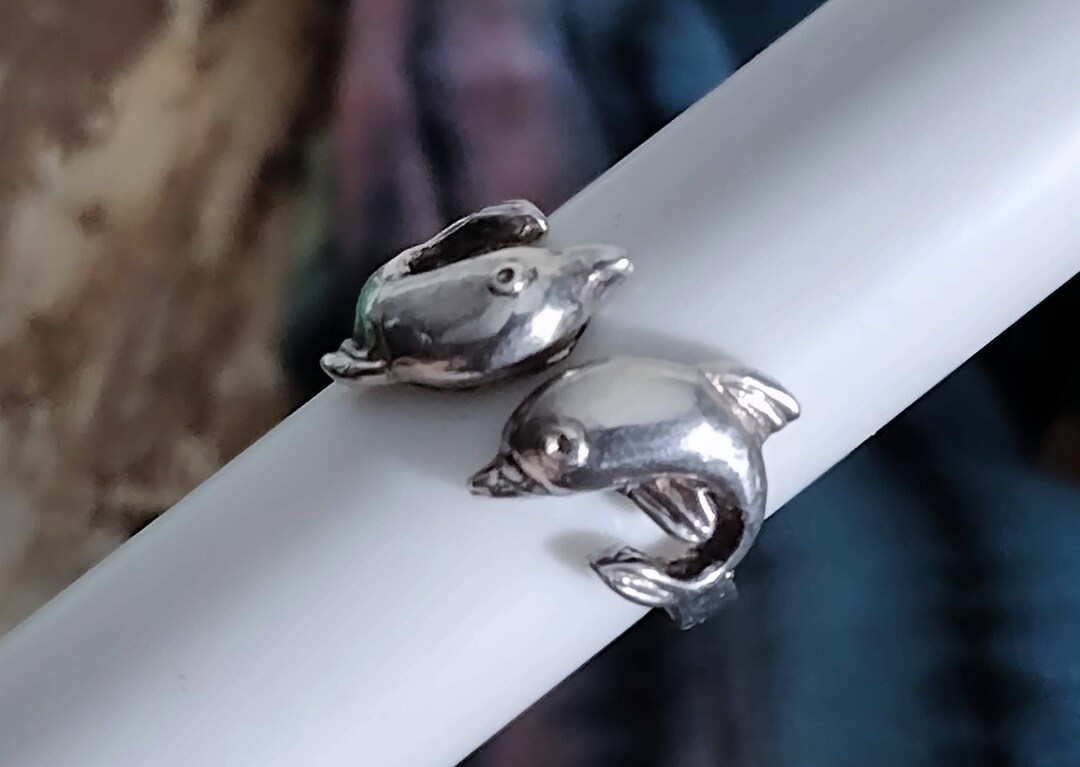 Dolphin Ring Sterling Silver, Two Sterling Silver Dolphins, Man's Ring ...