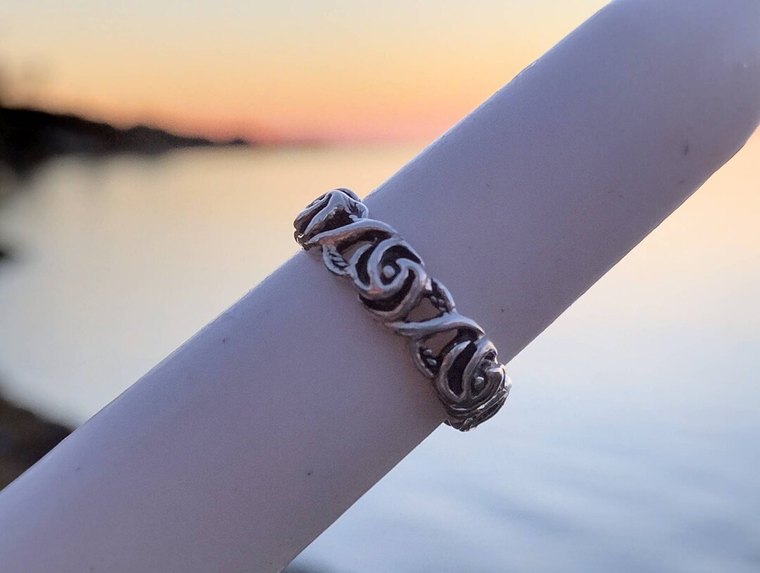 Sterling Silver Rose Design Ring, Vintage Sterling Ring, Ring Size 5 - Etsy