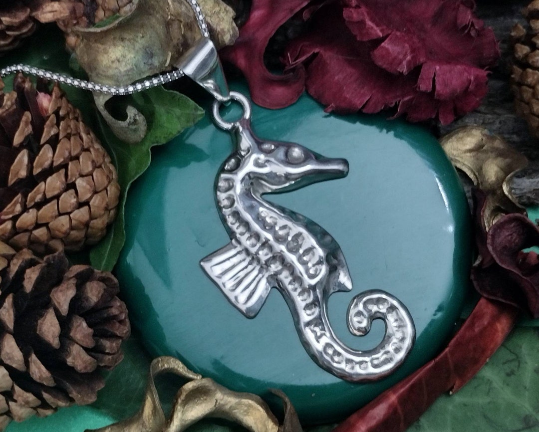 Seahorse Necklace Sterling Silver, Large Seahorse, Vintage Sterling ...