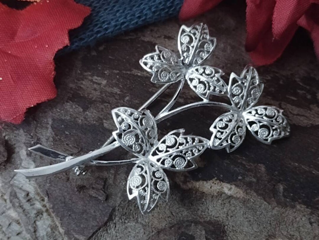 Willi Nonnenmann Designer Filigree Leaf Brooch, Gorgeous Vintage Leaf ...