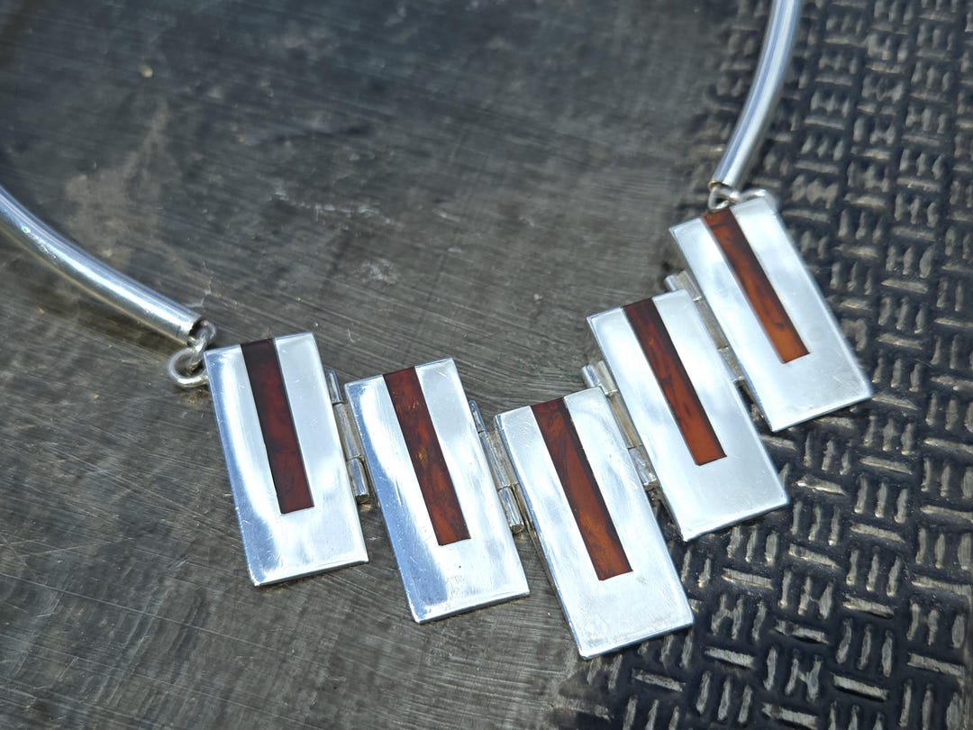 Vintage Avant Garde Sterling and Amber Artisan Modernist Necklace ...
