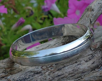 Wide Silver Bangle | Etsy