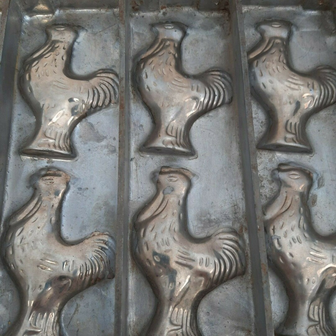 VTG Agathon Germany Fancy Roosters Metal Chocolate Mold Primitive ...