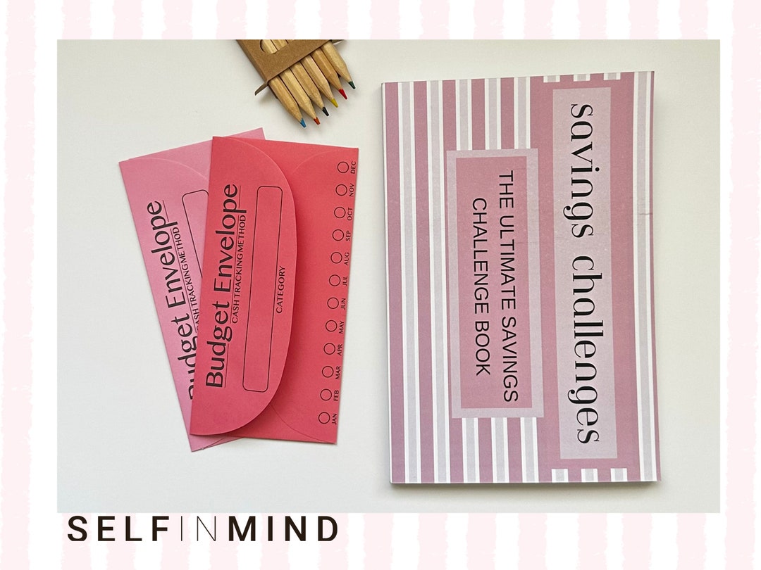 Pink Stripes Savings Challenge Work Book- Includes Monthly Savings ...