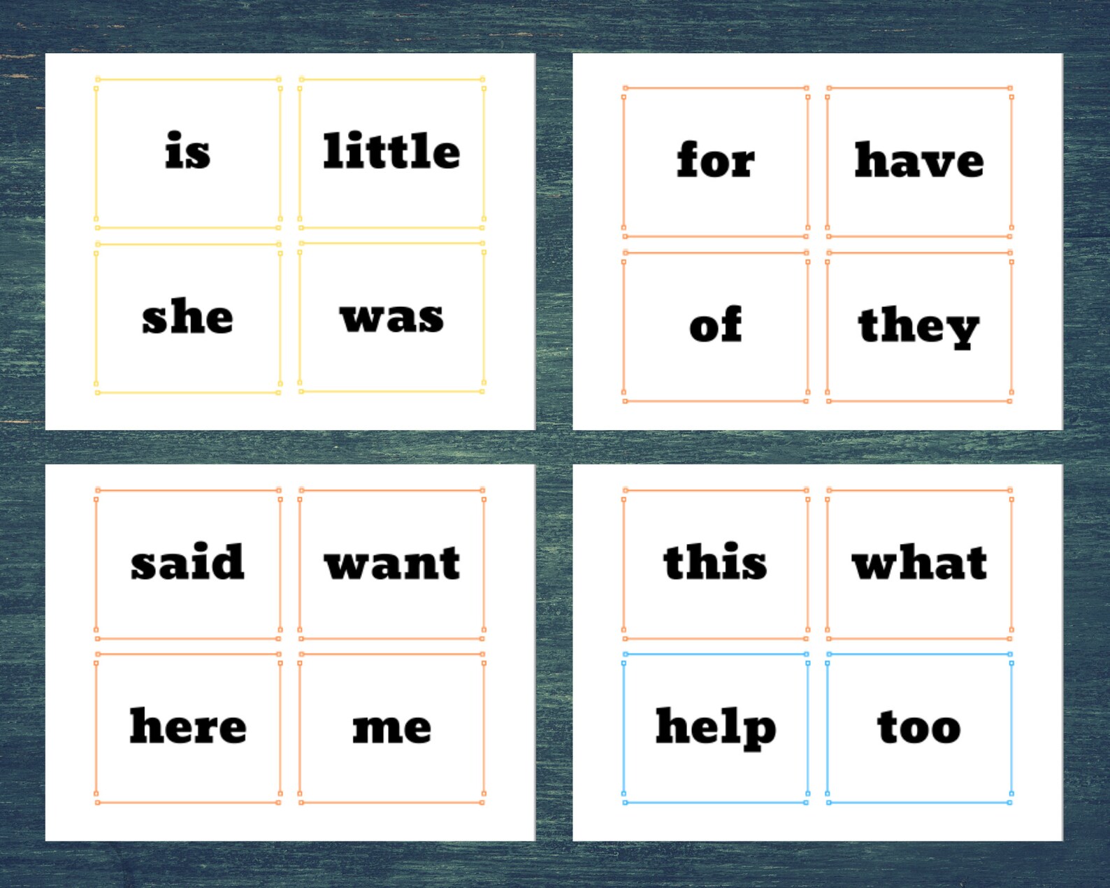 100 Printable Sight Word Flashcards, Kindergarten Sight Words, High ...