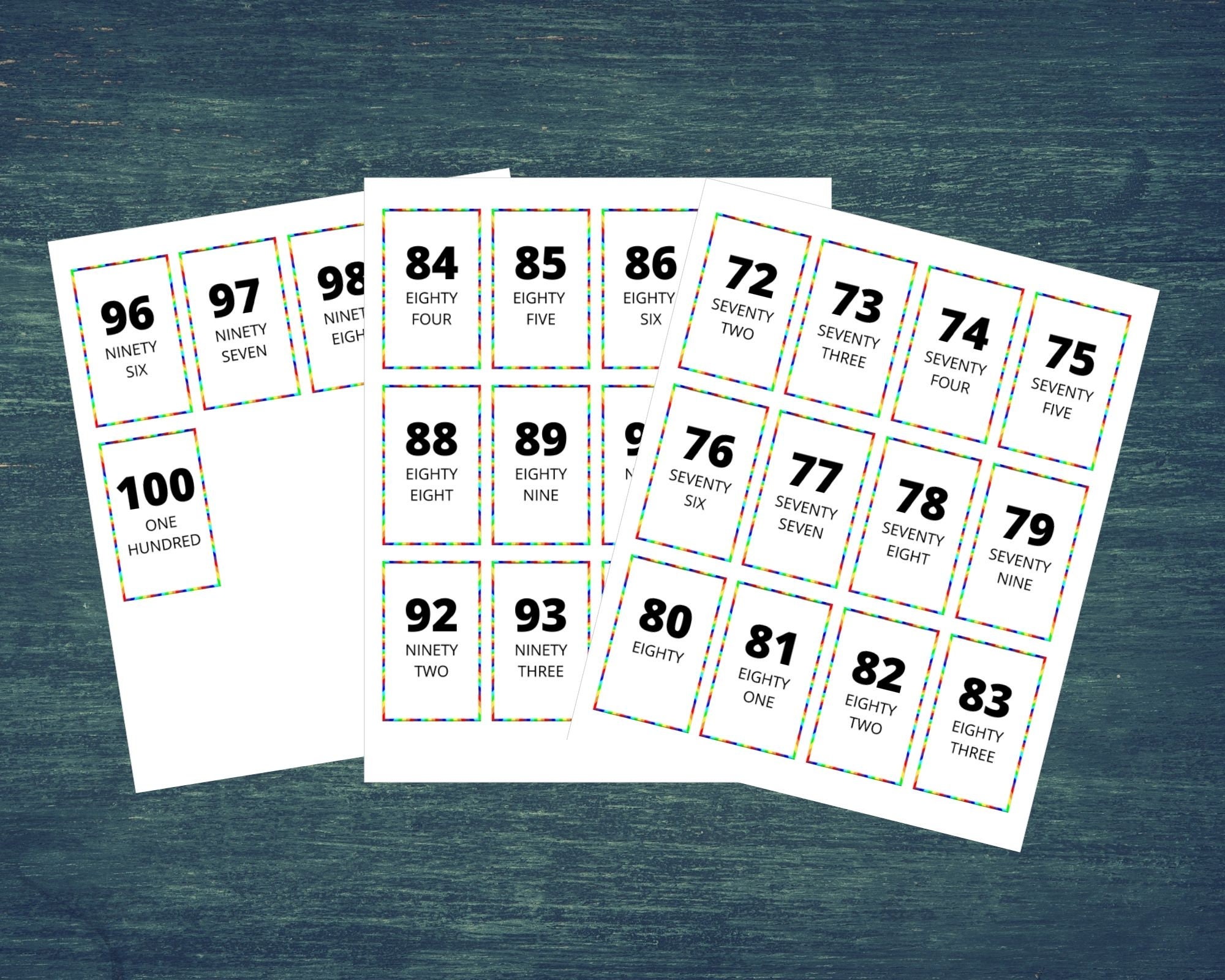 0-100 Number Flash Cards, Print at Home, Pre-school, Kindergarten ...