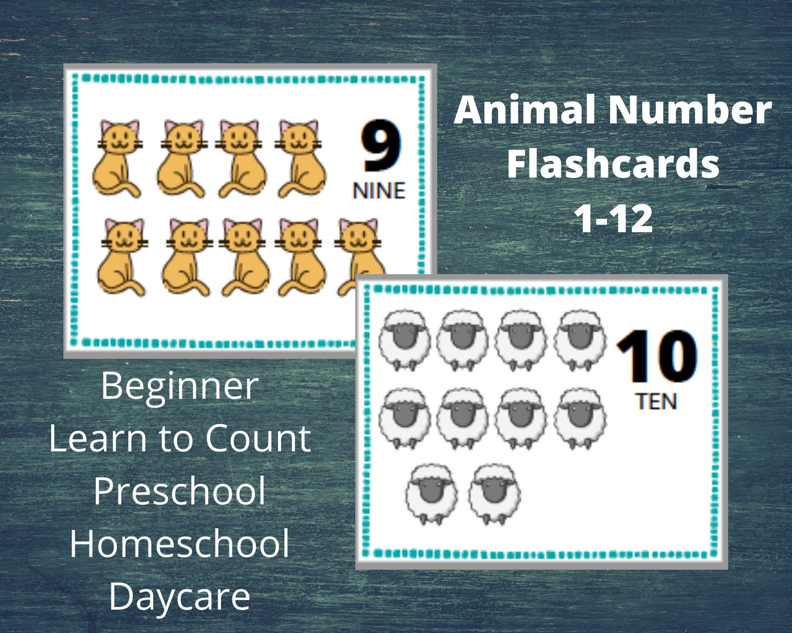 Number Flashcards 1-12 Digital Download, Numbers Flashcards, Preschool ...