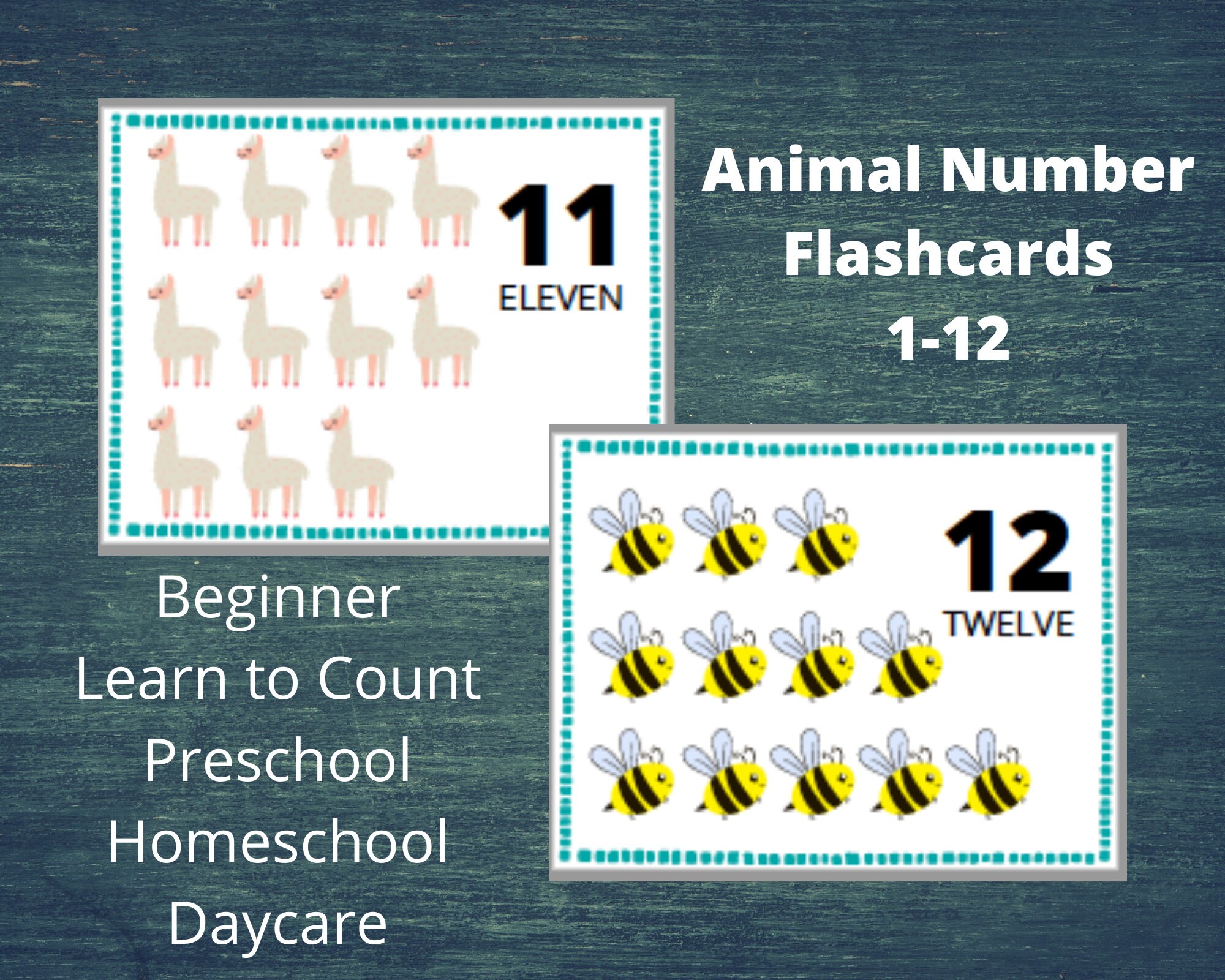 Number Flashcards 1-12 Digital Download, Numbers Flashcards, Preschool ...