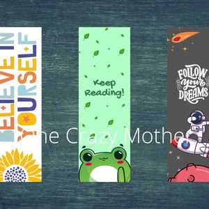 Printable Children's Bookmarks for Reading, Set of 6 Colorful Bookmarks ...