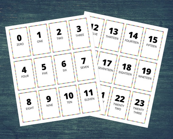 0-100 Number Flash Cards Print at Home Pre-school | Etsy