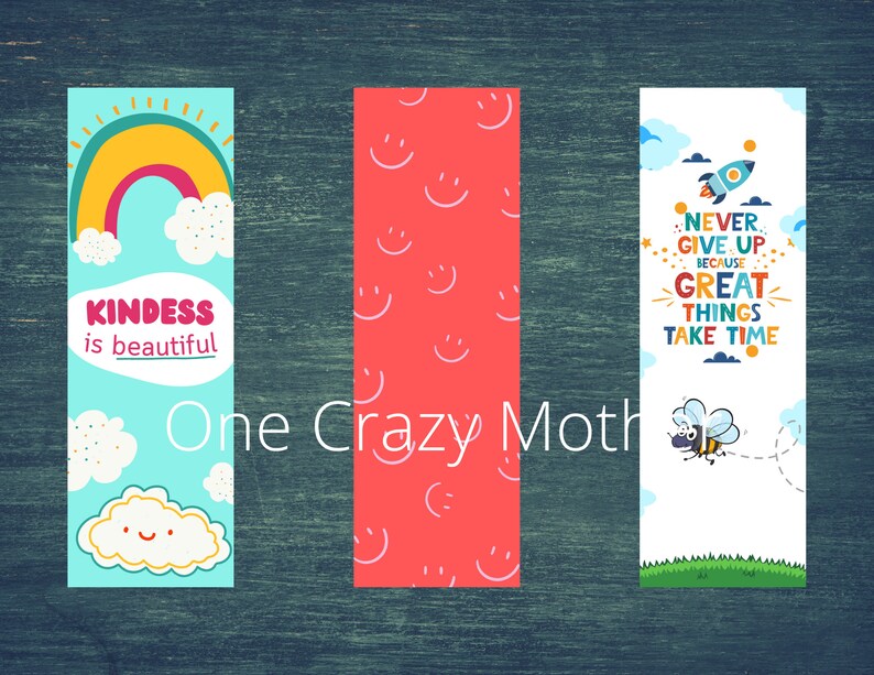 Printable Children's Bookmarks for Reading, Set of 6 Colorful Bookmarks ...
