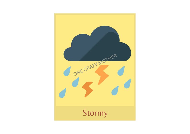 Printable Colorful Weather Flash Cards, Digital Download, Preschool ...