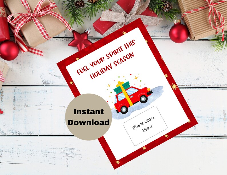 Printable Christmas Gift Card Holder Gas Card - Etsy
