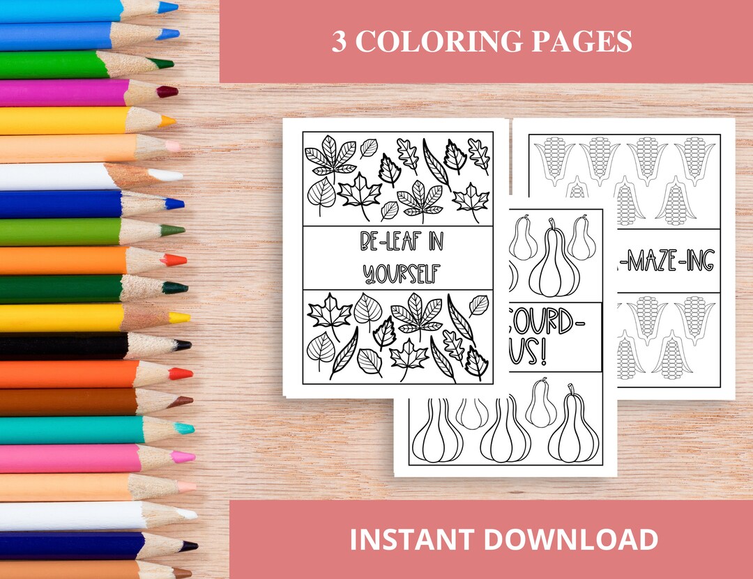 Autumn Puns Coloring Page Bundle - Etsy