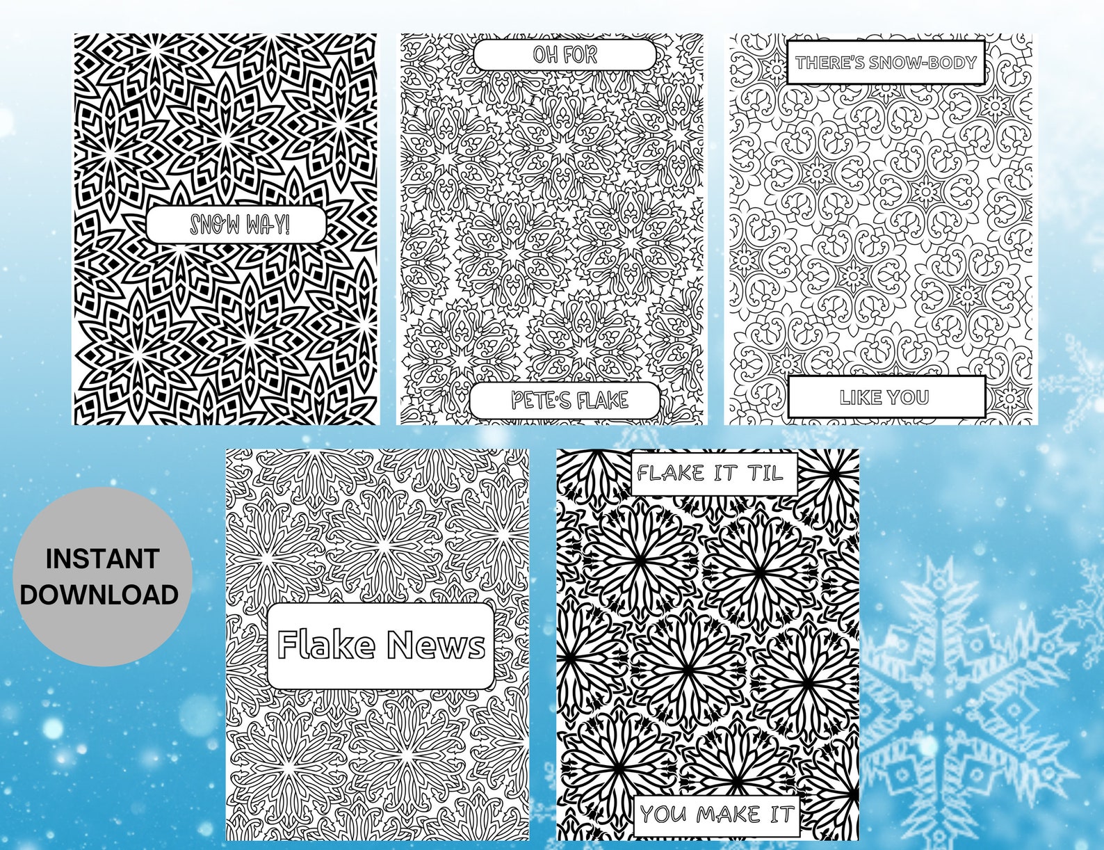 Snowflake Puns Coloring Page Bundle - Etsy
