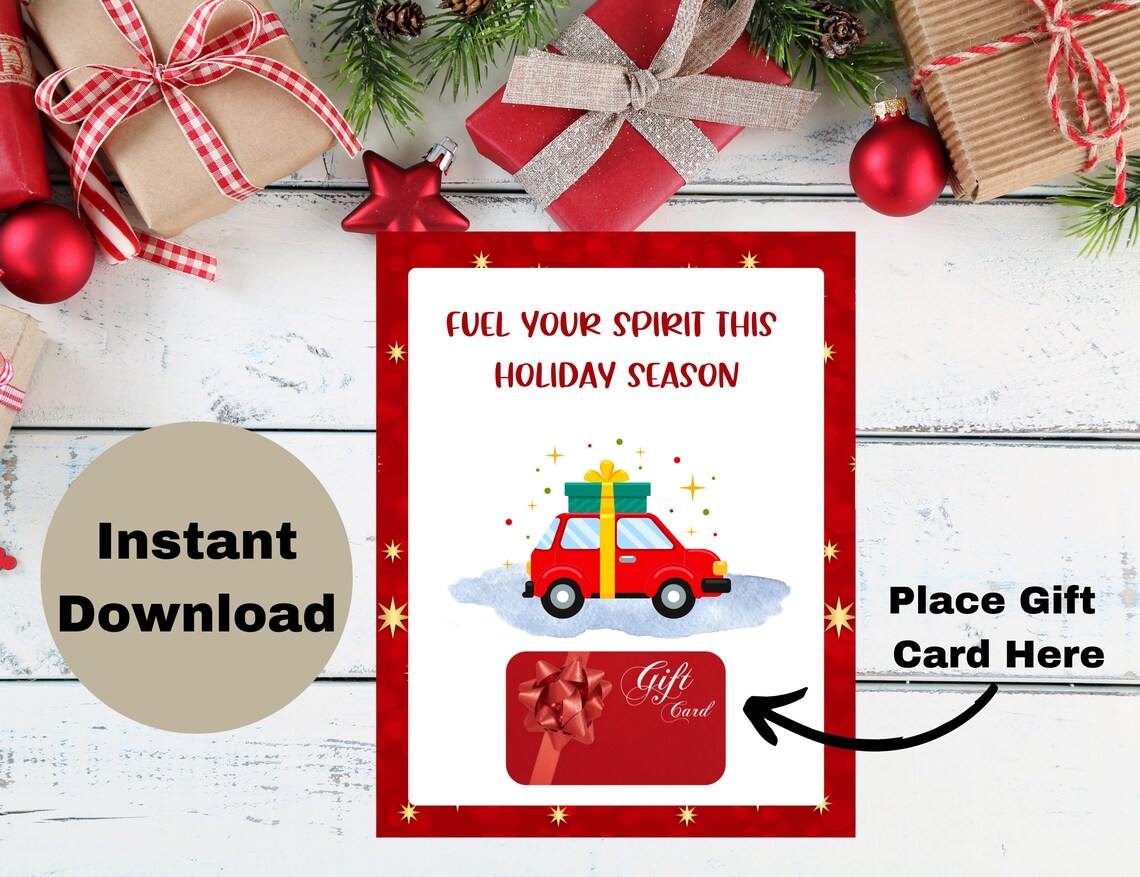 Printable Christmas Gift Card Holder Gas Card - Etsy