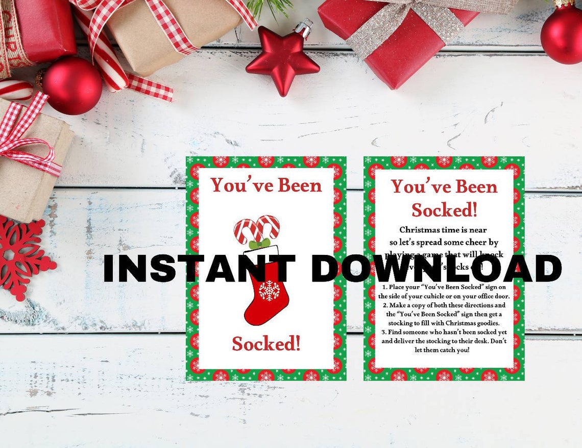 Youve Been Socked Christmas Game, Office Party Games, Christmas Game ...