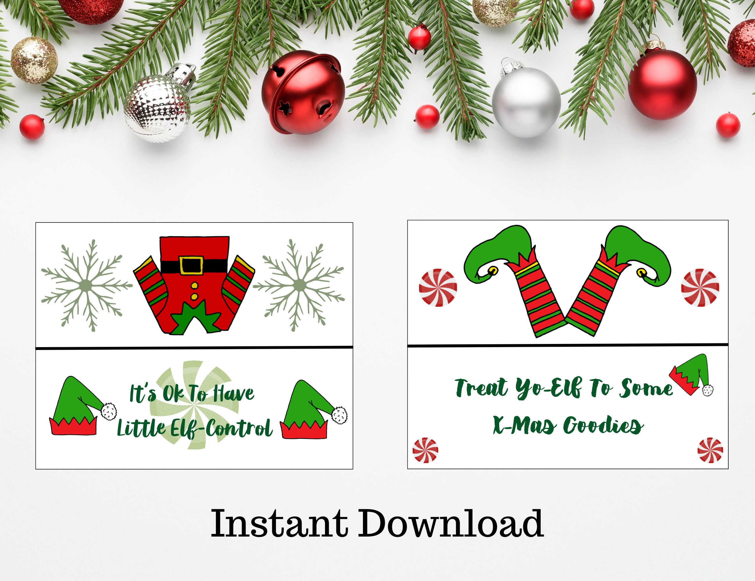 Christmas Elf Goodie Bag Toppers, Printable Bag Topper, Christmas Party ...
