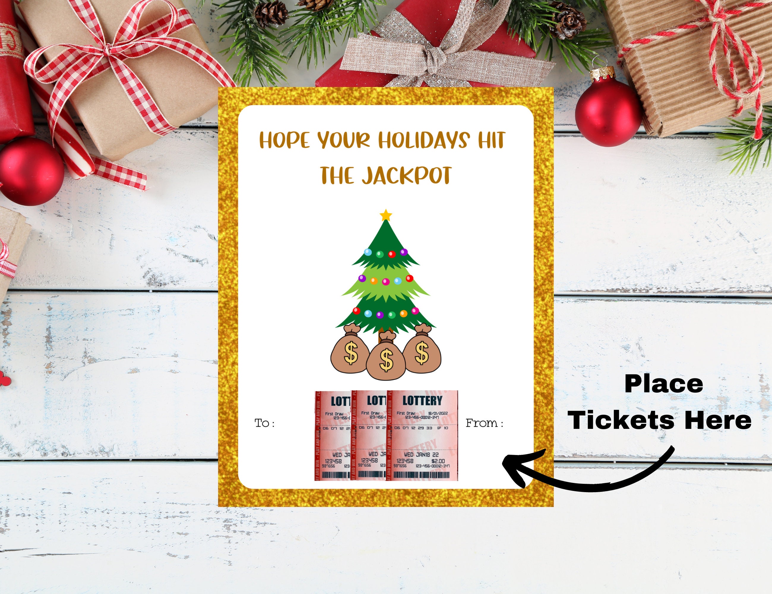 Christmas Lottery Printable Ticket Holder - Etsy