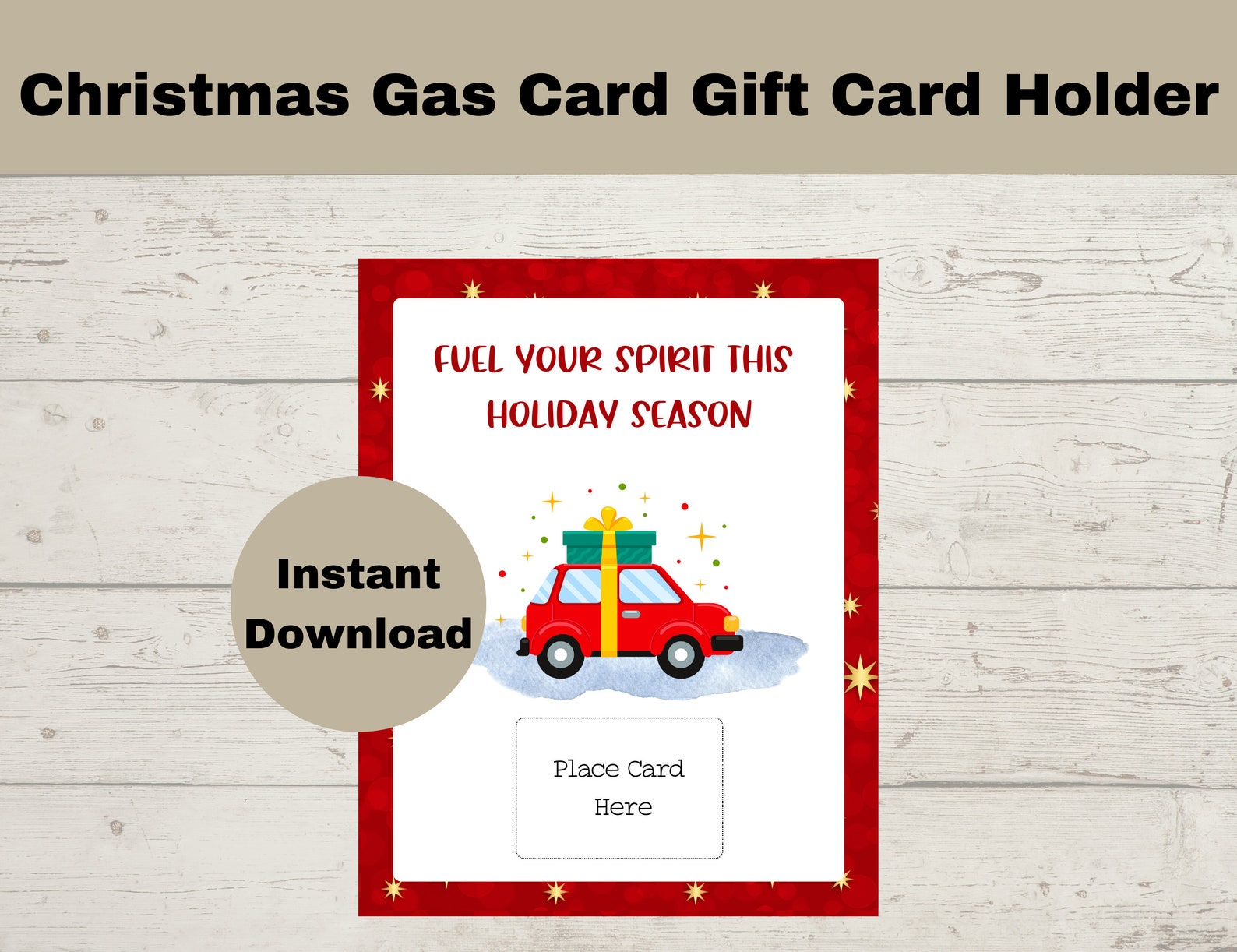 Printable Christmas Gift Card Holder Gas Card - Etsy