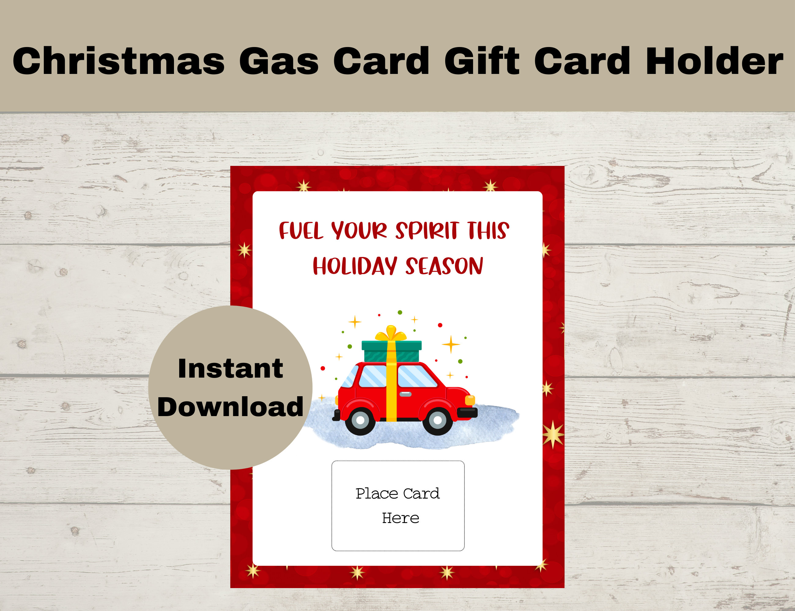 Printable Christmas Gift Card Holder Gas Card - Etsy