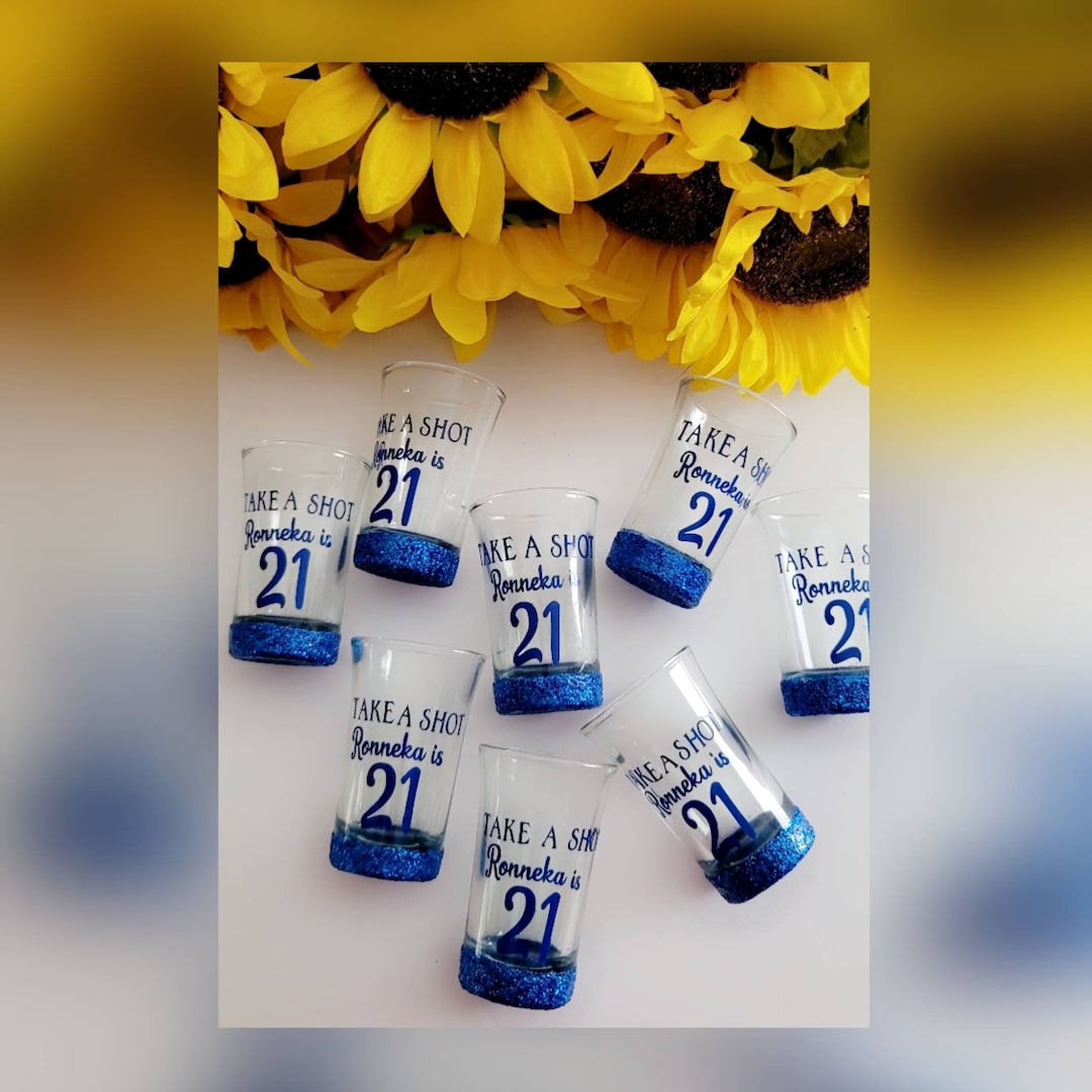Personalized Glitter Shot Glasses: Birthday, Bachelorette Party Favors ...