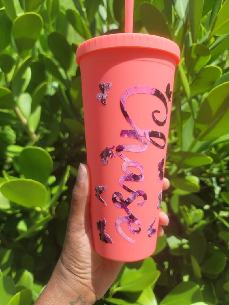 Matte Cup With Straw Personalize Matte Cup 24oz Reusable - Etsy