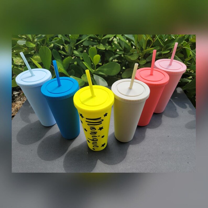 Matte Cup With Straw Personalize Matte Cup 24oz Reusable - Etsy